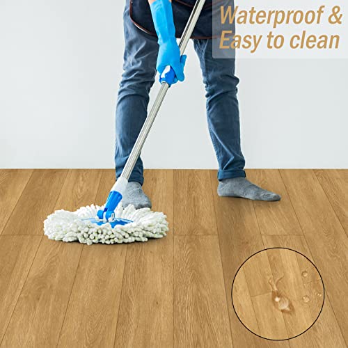 Oxdigi Peel and Stick Vinyl Flooring Roll 24''x393''/ 64 Sq.Ft, Self Adhesive Floor Tiles Wood Plank Look Flooring, Waterproof Wear-resistant for BedroomKitchen RV, Rustic Nature (DE145-33)