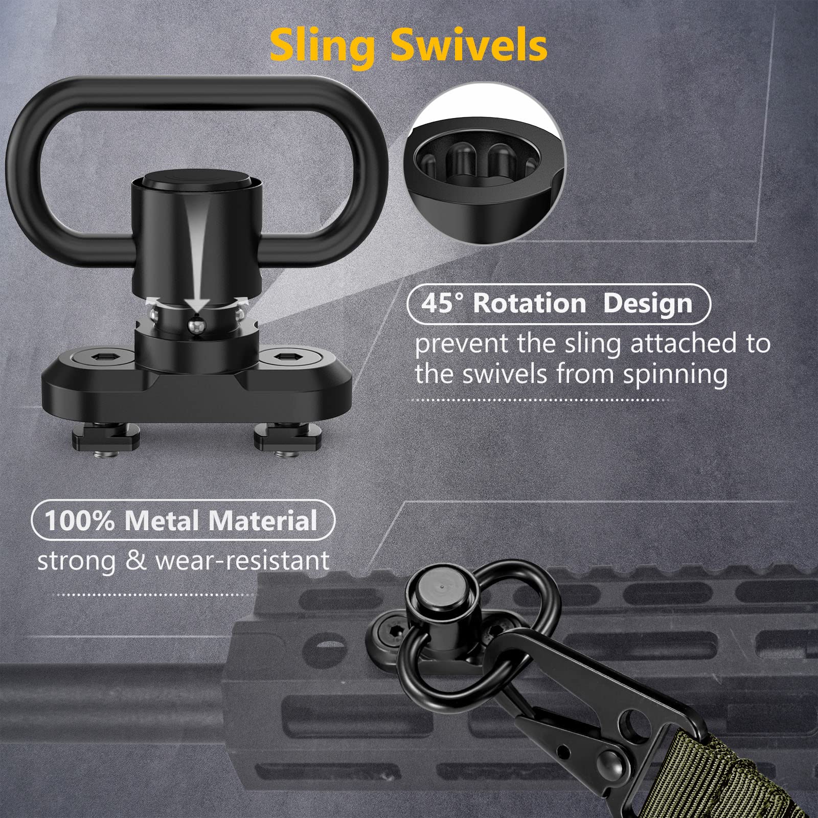 CVLIFE Rifle Sling with 2 Pack Anti-Rotation Sling Swivels,Adjustable Length Two Point Sling Elastic Cord Design Traditional Sling for Outdoor Green