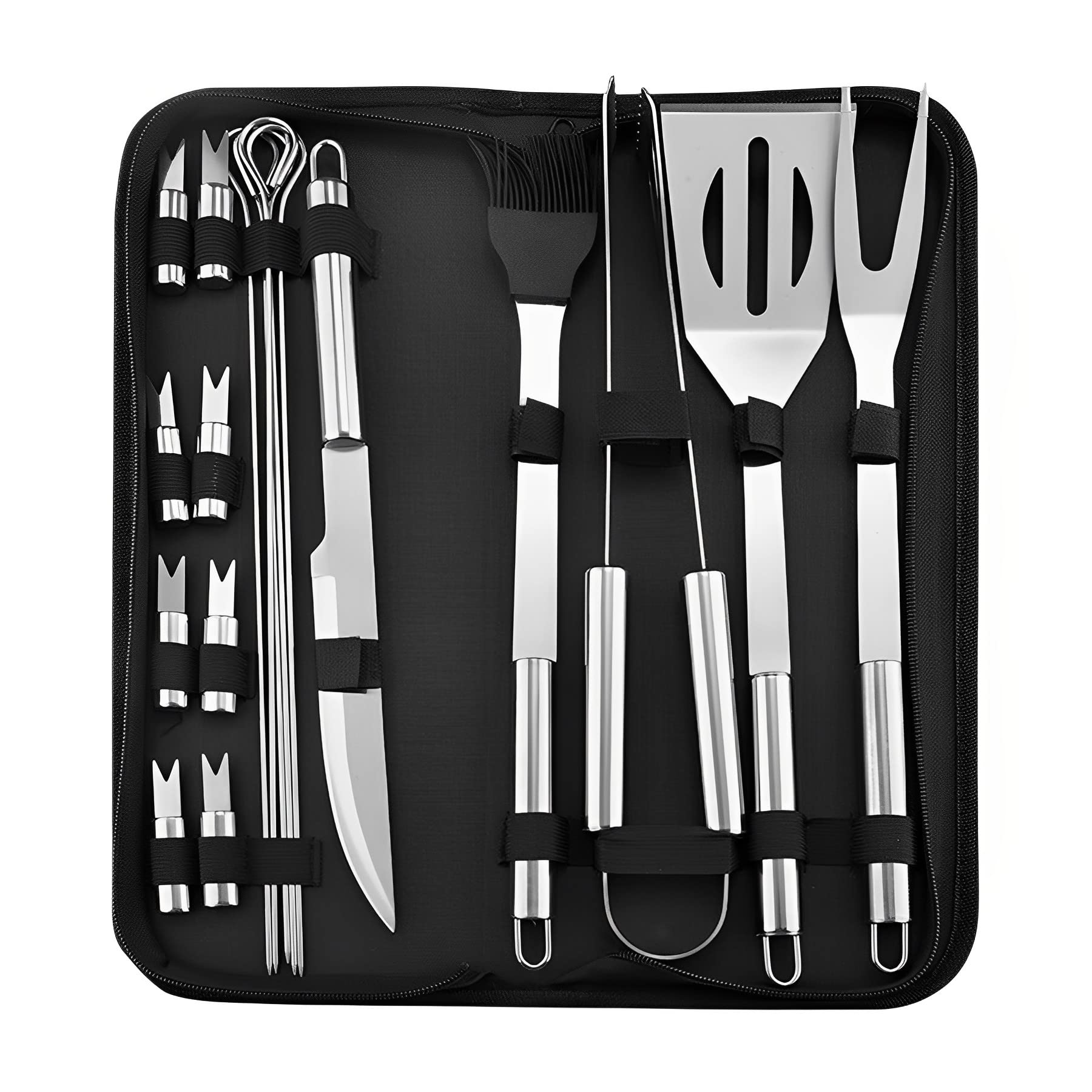 Grill Accessories Set BBQ Gifts - 18PCS Flat Top Barbecue Tools Kit for Camp Chef - Grilling Accessories for Outdoor Grill for Men - Stainless Steel Utensils Set with Spatula Fork Tongs