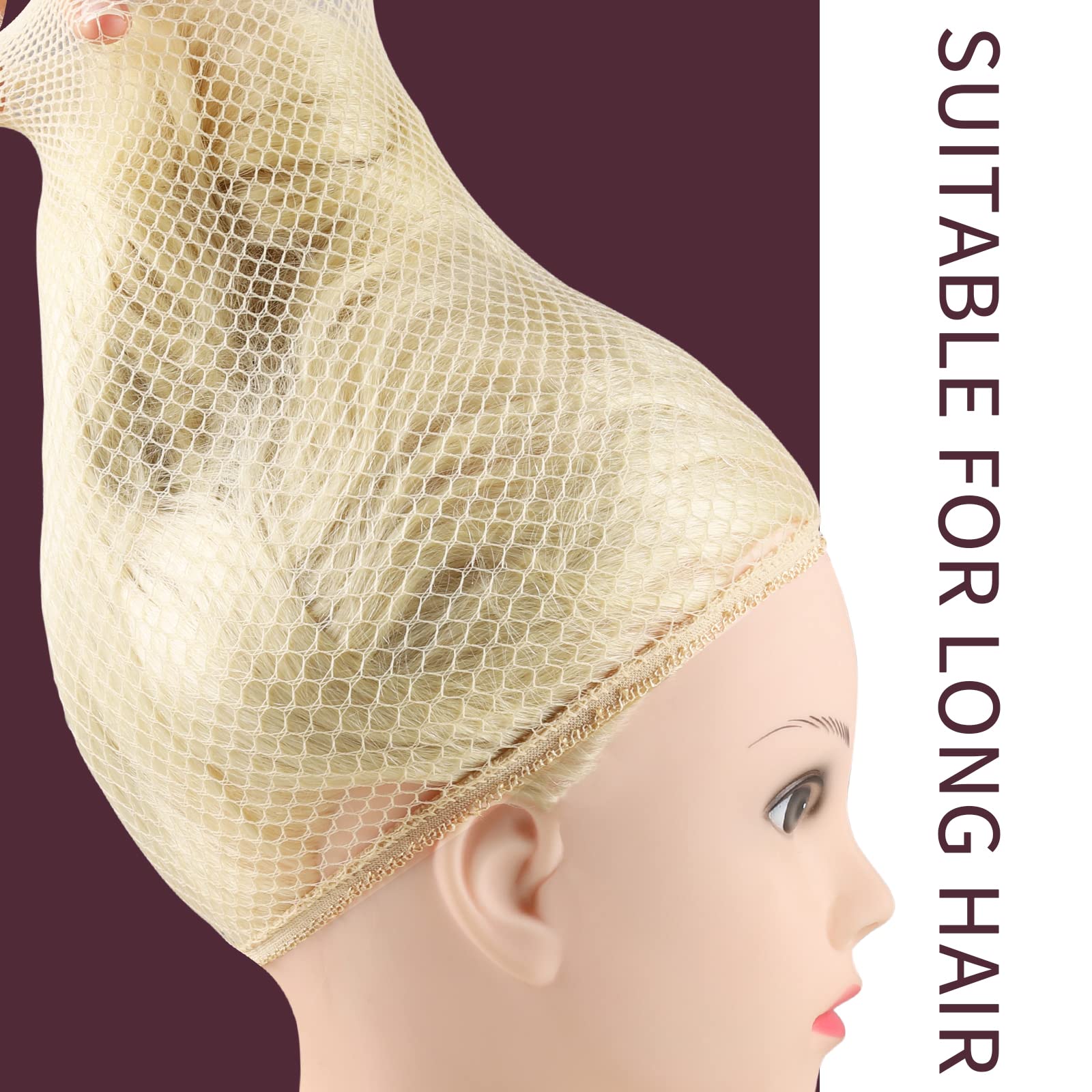 FANDAMEI Wig Caps Net, 4PCS Wig Caps Mesh Net Open End, Light Brown Wig Cap for women, Nylon Mesh Wig Caps Net, Strength Wig Cap Light Brown