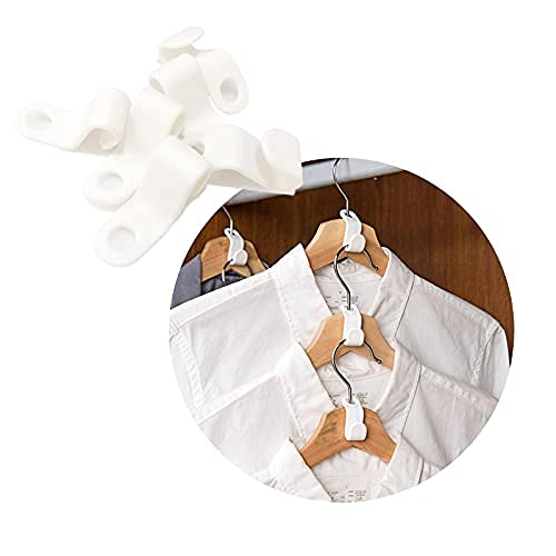 Hanger Hooks Clothes Hanger Connector Hooks 10 Pieces Thickened Hanger Extender Clips ,Buckle Hook for Closet Space Savers and Organizer Closets superimposed to Connect (White)
