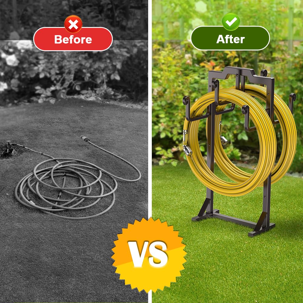 Skycarper Garden Hose Reel Holder Water Hose Hanger Organizer Stand,Bronze