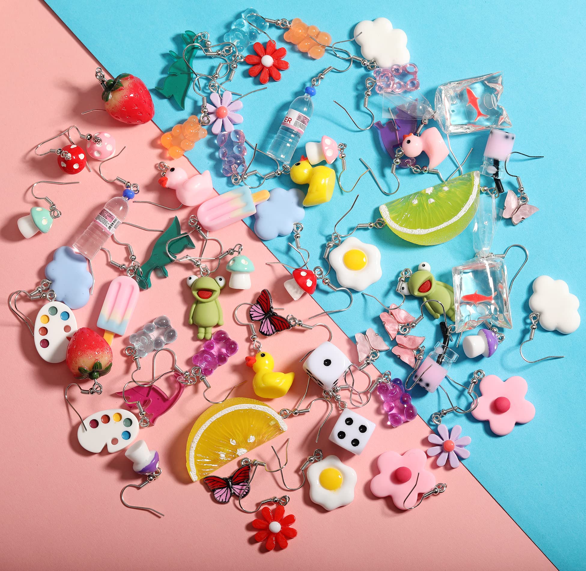 30 Pairs Fun Zinc Earrings Weird Aesthetic Weirdcore Kawaii Funny for Women
