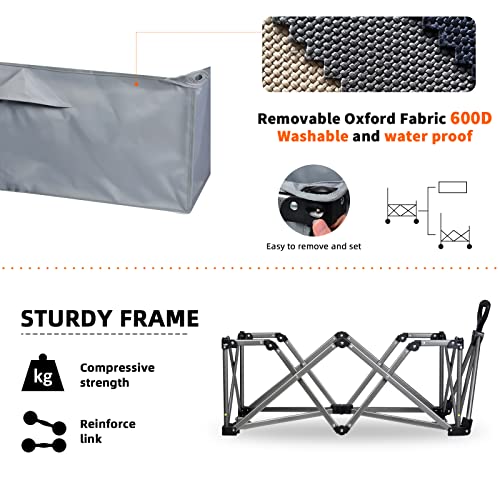 FRITIGA Collapsible Wagon Cart, with Side Bag - Folding Beach Wagon for Sand, Heavy Duty Foldable Utility Shopping Carts on Big All-Terrain Wheels, Outdoor Garden Portable Wagon