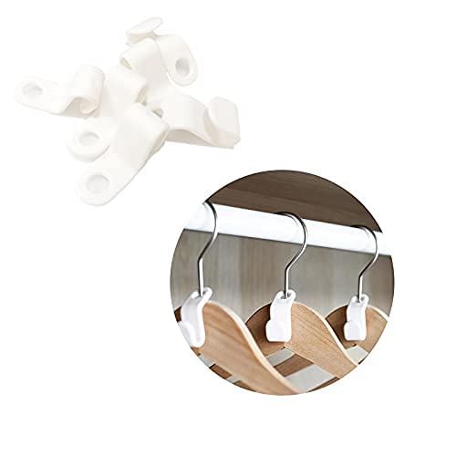 Hanger Hooks Clothes Hanger Connector Hooks 10 Pieces Thickened Hanger Extender Clips ,Buckle Hook for Closet Space Savers and Organizer Closets superimposed to Connect (White)