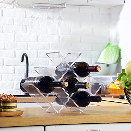 Jetec 8-Bottle Clear Acrylic Wine Rack Butterfly Elegant Acrylic Wine Rack for Home Kitchen Restaurant, Storing 8 Bottles Wines