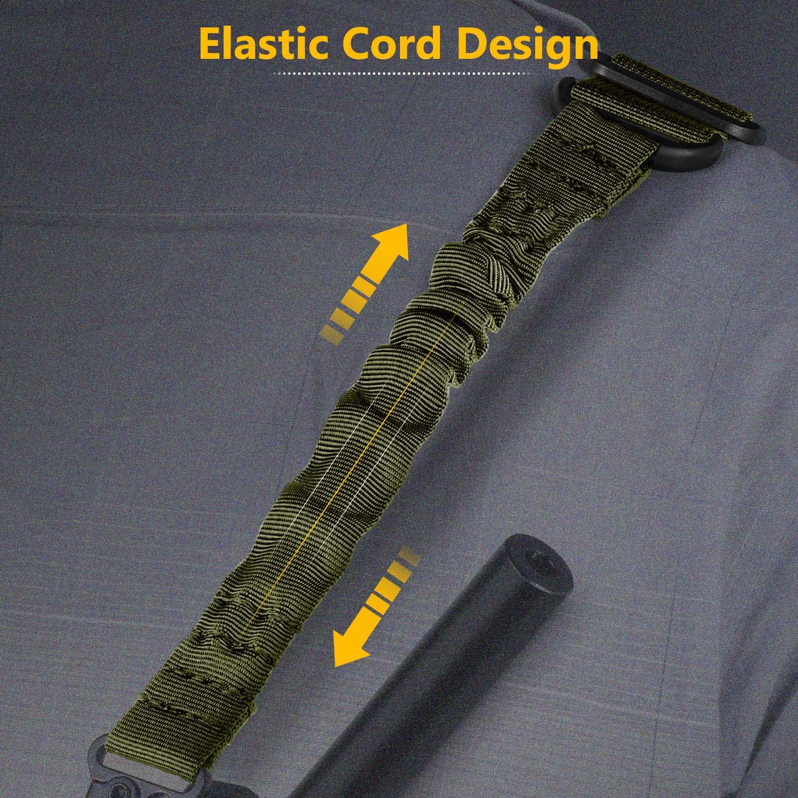 CVLIFE Rifle Sling with 2 Pack Anti-Rotation Sling Swivels,Adjustable Length Two Point Sling Elastic Cord Design Traditional Sling for Outdoor Green