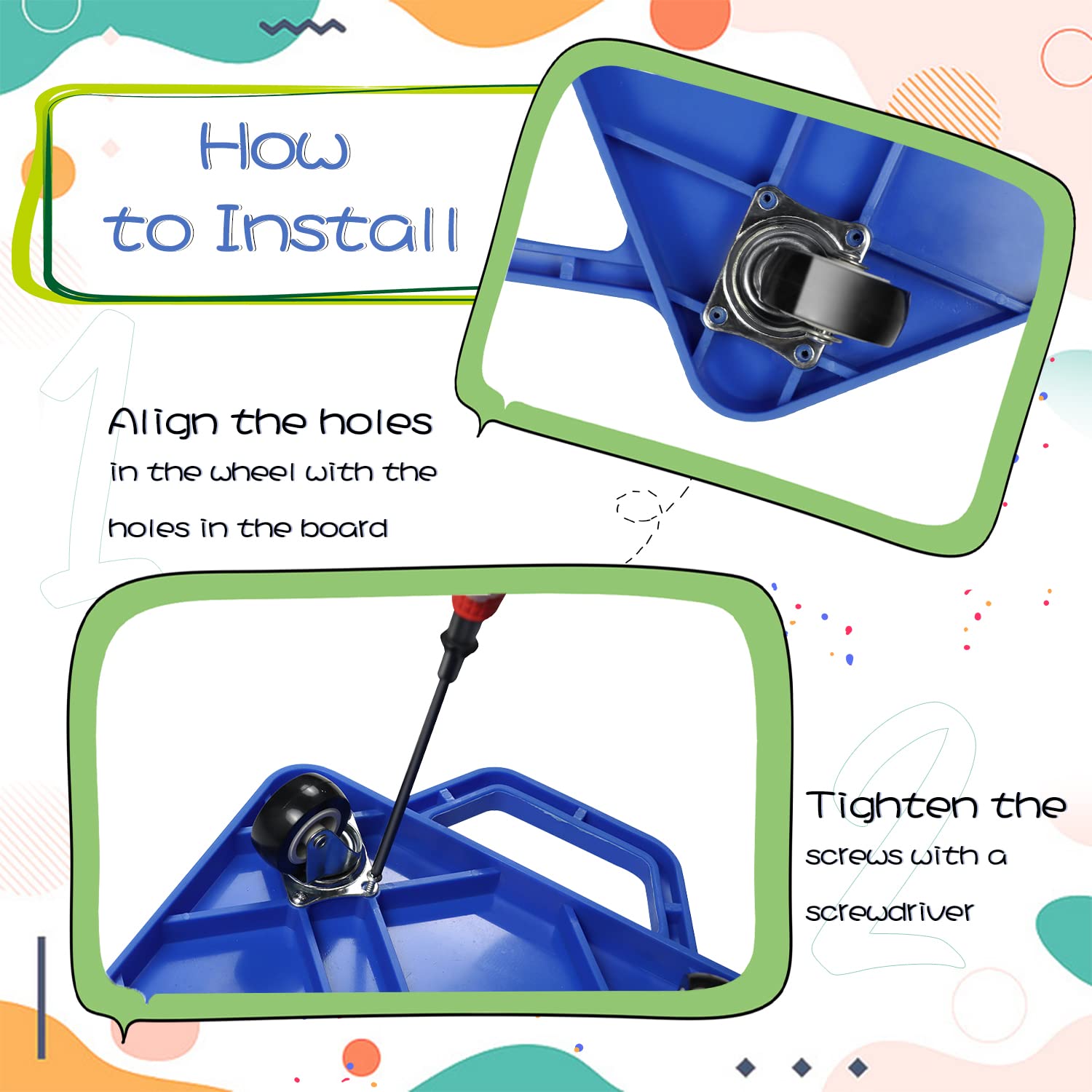 4 Pack Sports Scooter Board with Handles, Floor Scooter, Sitting Scooter Board for Kids Sports Activities, Age: Over 6 Years Old