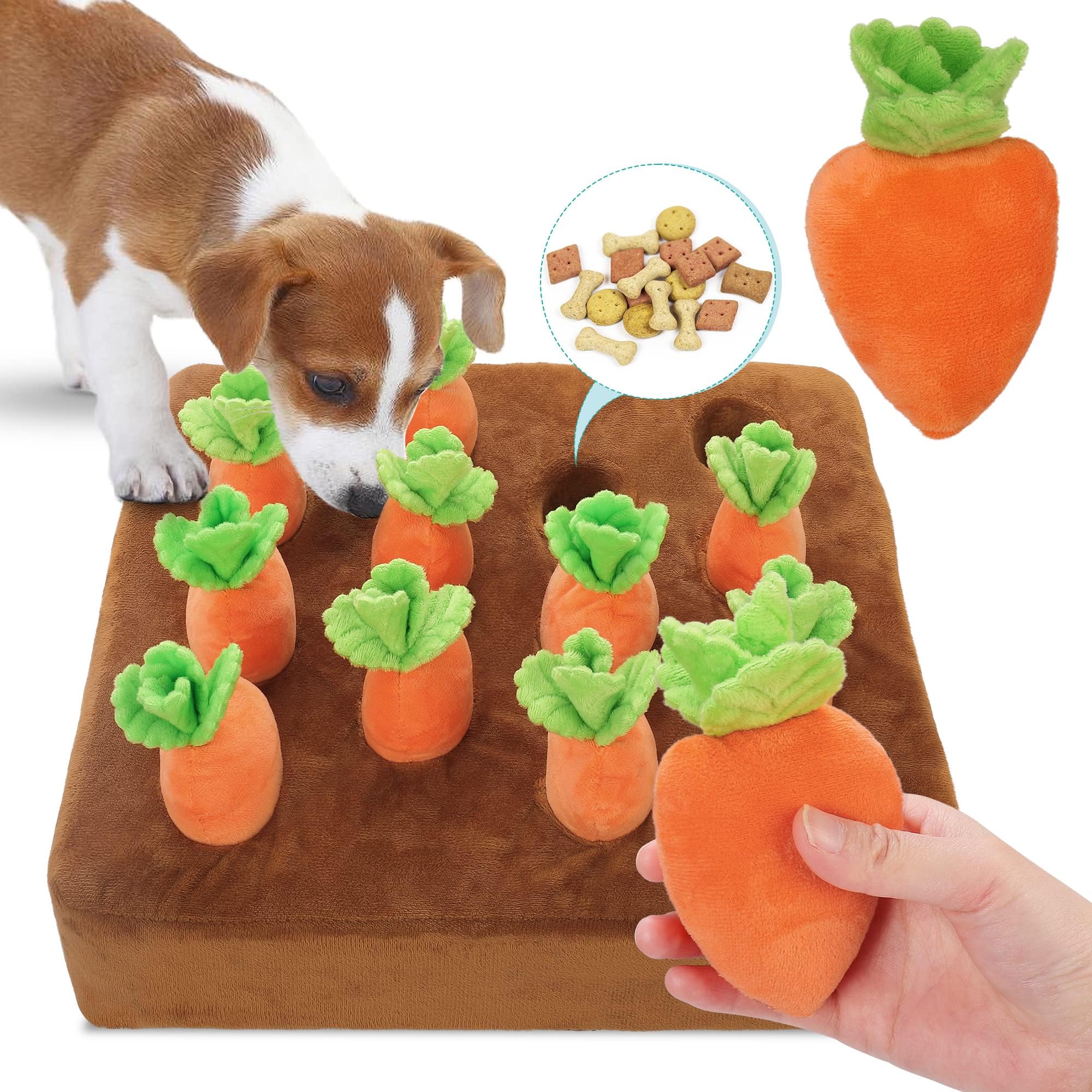 laetipet Interactive Dog Toys Carrot Farm, Enrichment Dog Snuffle Puzzle Toys, Hide and Seek Dog Toys for Small, Medium, Large Dogs Aggressive Chewers, Pet Stress Relief for All Breeds