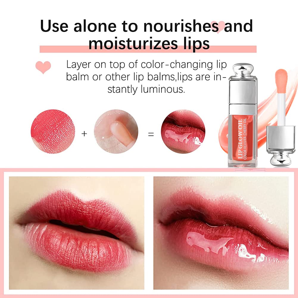 GECOMO Moisturizing Lip Oil,No-Sticky Lip Gloss Lip Balm Lip Care,Fruit Flavoured Lip Oil For Dry Lip's Moisturizing Hydrating And Nourishing (007#RASPBERRY) 0.2 OZ