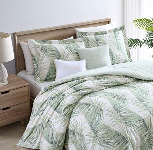 Tommy Bahama - Queen Comforter Set, Reversible Cotton Bedding with Matching Shams & Bonus Throw Pillows, All Season Home Decor (Kauai Green, Queen)