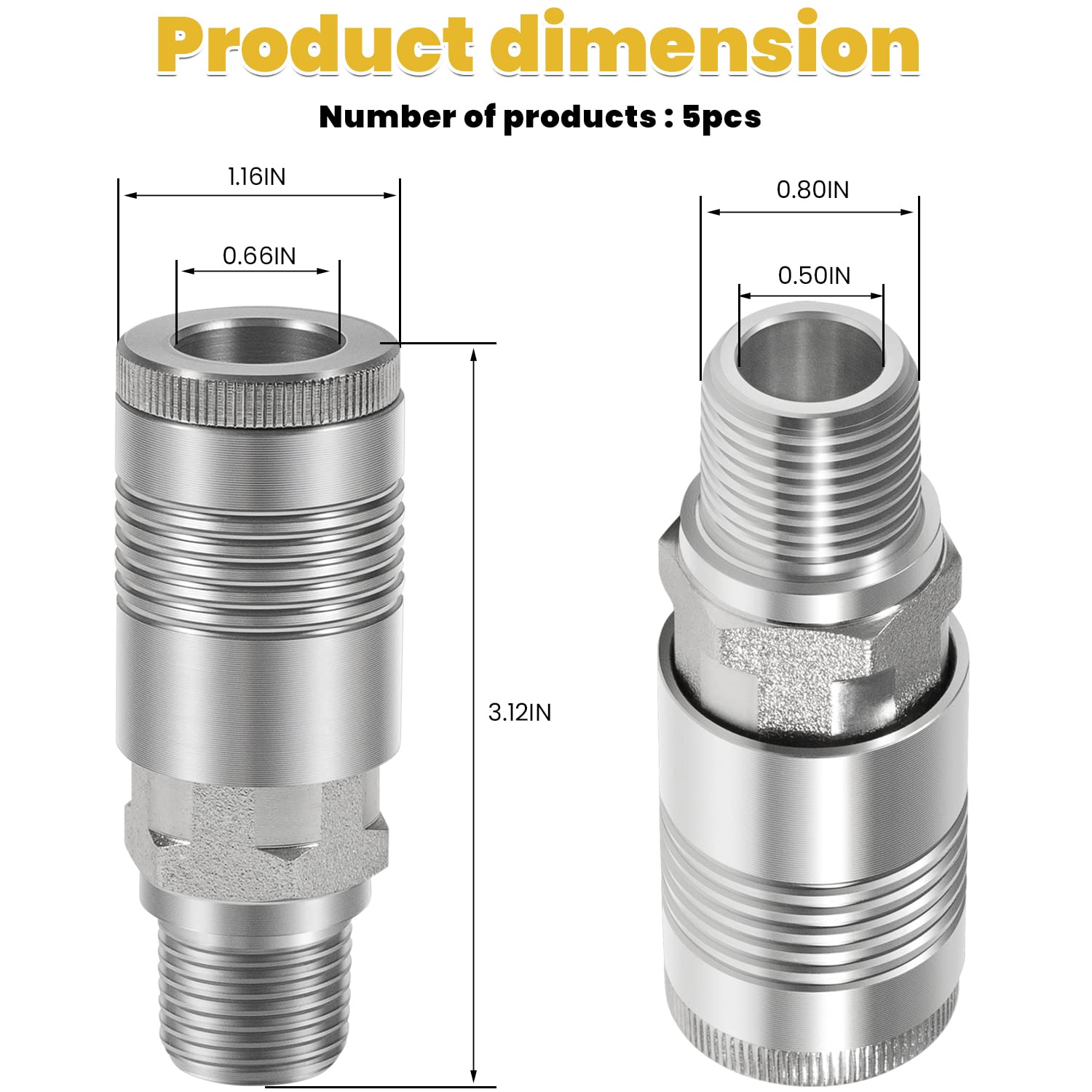 S-1816 1/2" Male Body G Style Coupler Air Fittings Air Plug Coupler (5pcs)