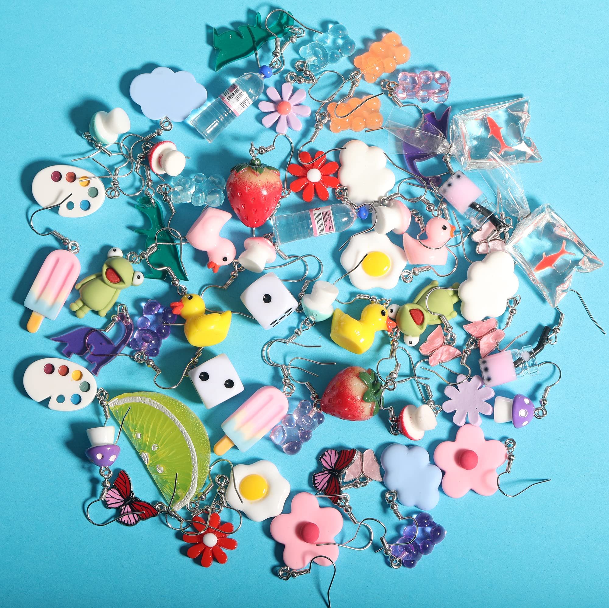 30 Pairs Fun Zinc Earrings Weird Aesthetic Weirdcore Kawaii Funny for Women