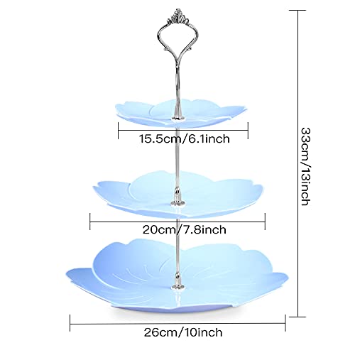 Cupcake Stand,2 Pack of 3-Tier Flower Dessert Plates Mini Cakes Fruit Candy Display Tower Cookie Tray Rack Candy Buffet Holder Cake Stand Cardboard Cupcake Stand Tiered Serving Stand (Style 1)
