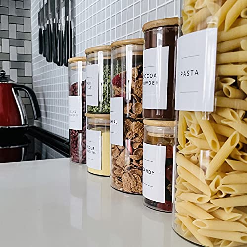 Lovable Labels Pre-Printed Farmhouse/Minimalist Pantry Labels - 168 Dishwasher Safe Pantry Container Labels Help Keep Your Pantry Storage Bins Containers Jars Bottles Canisters Organized