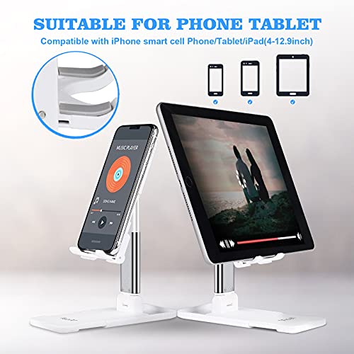 VICIALL Cell Phone Stand, Angle Height Adjustable Cell Phone Stand - for Desk, Sturdy Foldable Cell Phone Holder, Compatible with iPad Mini, Tablet and All Smartphones