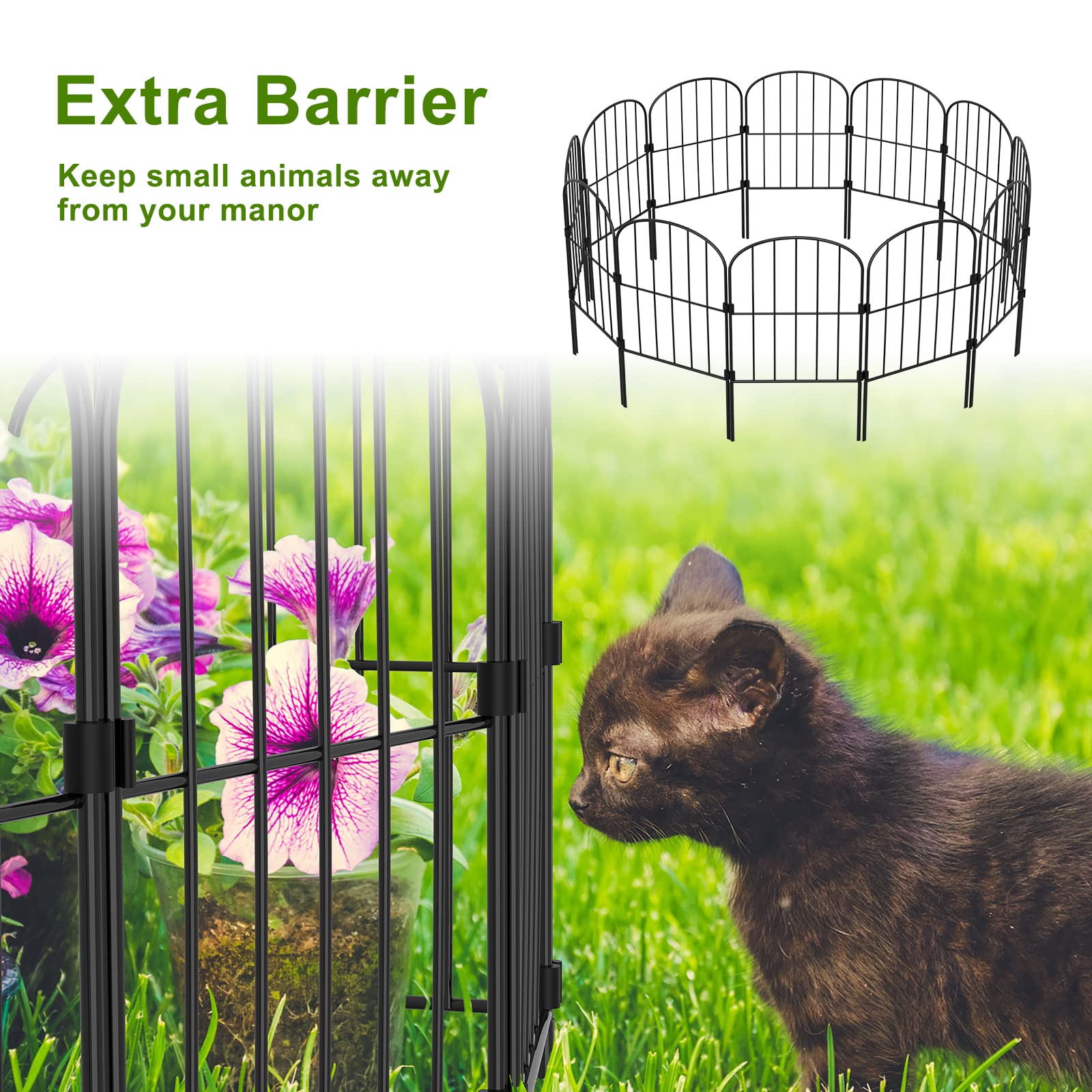 Decorative Garden Fence 10 Pack Animal Barrier Fence 10ft (L) x 24in (H) Rustproof Metal Wire Section Edging Fencing Panel for Outdoor Yard Landscape Patio, Arched