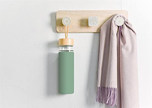 Yomious 20 Oz Borosilicate Glass Water Bottle with Bamboo Lid and Silicone Sleeve – Reusable BPA Free – Glass Drinking Bottle with Lids - Cute Glass Bottle for Women - Glass Shaker Bottle
