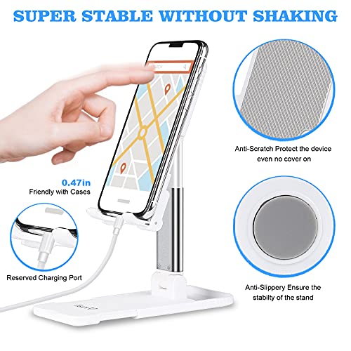 VICIALL Cell Phone Stand, Angle Height Adjustable Cell Phone Stand - for Desk, Sturdy Foldable Cell Phone Holder, Compatible with iPad Mini, Tablet and All Smartphones