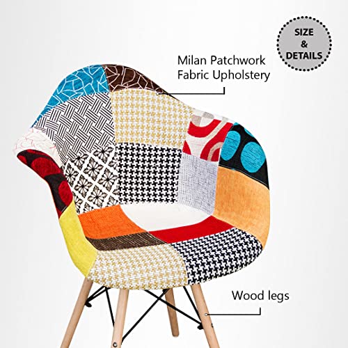 Aron Living Pyramid 17.5" Cotton and Wood Armchair in Multi-Color