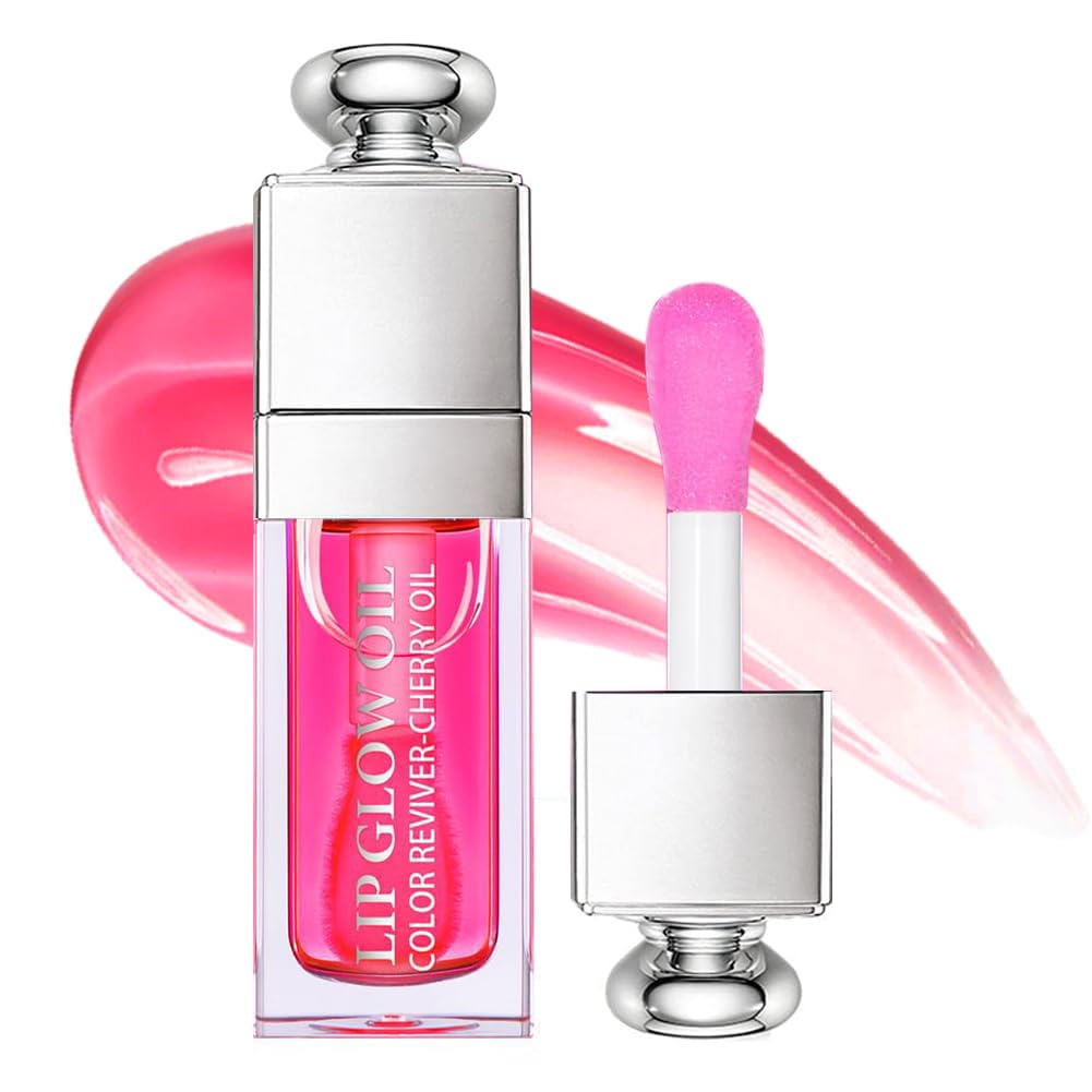 GECOMO Moisturizing Lip Oil,No-Sticky Lip Gloss Lip Balm Lip Care,Fruit Flavoured Lip Oil For Dry Lip's Moisturizing Hydrating And Nourishing (007#RASPBERRY) 0.2 OZ