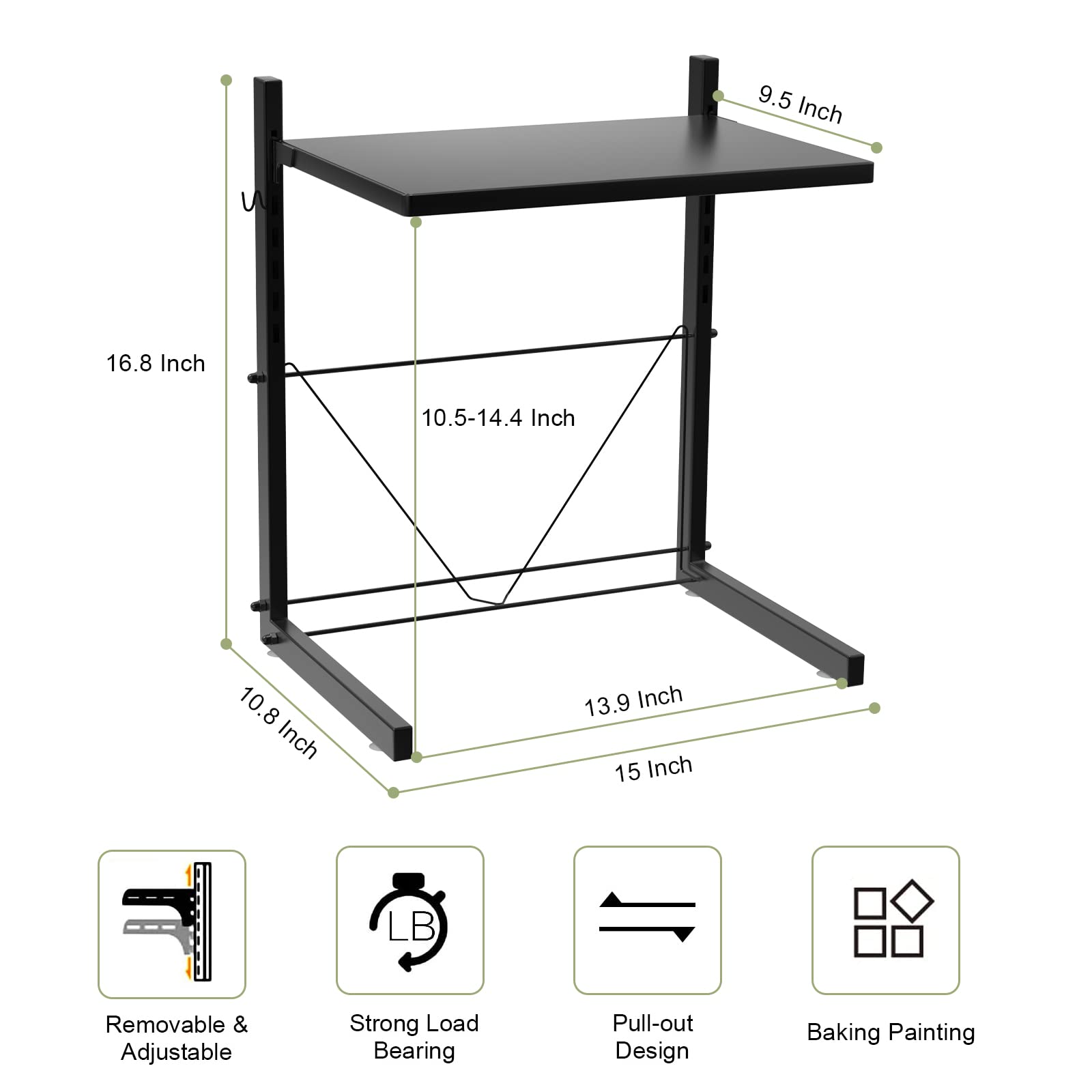 Kitchen Countertop Organizer Coffee Stand Station Kitchen Pantry Storage Cabinet Adjustable Shelf with Hooks Kitchen Appliance Storage for Air Fryer Rick Cooker