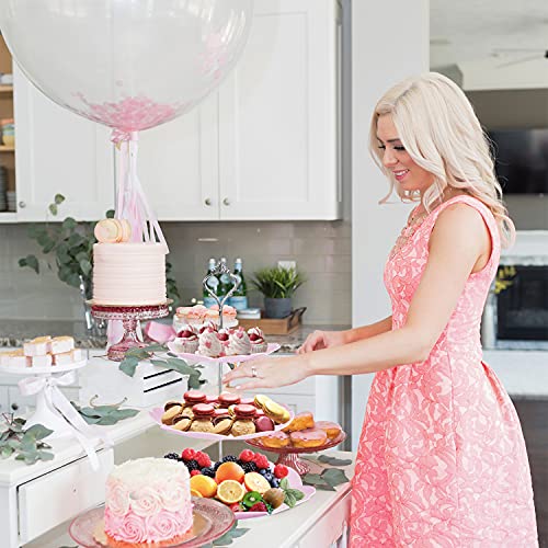 Cupcake Stand,2 Pack of 3-Tier Flower Dessert Plates Mini Cakes Fruit Candy Display Tower Cookie Tray Rack Candy Buffet Holder Cake Stand Cardboard Cupcake Stand Tiered Serving Stand (Style 1)