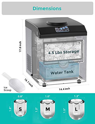 SOUKOO 2 in 1 Countertop Water Ice Maker, 48lbs Daily Ice Cube Makers,Stainless Steel,Tabletop Ice Maker Machine with a Scoop and a 4.5 Pound Storage