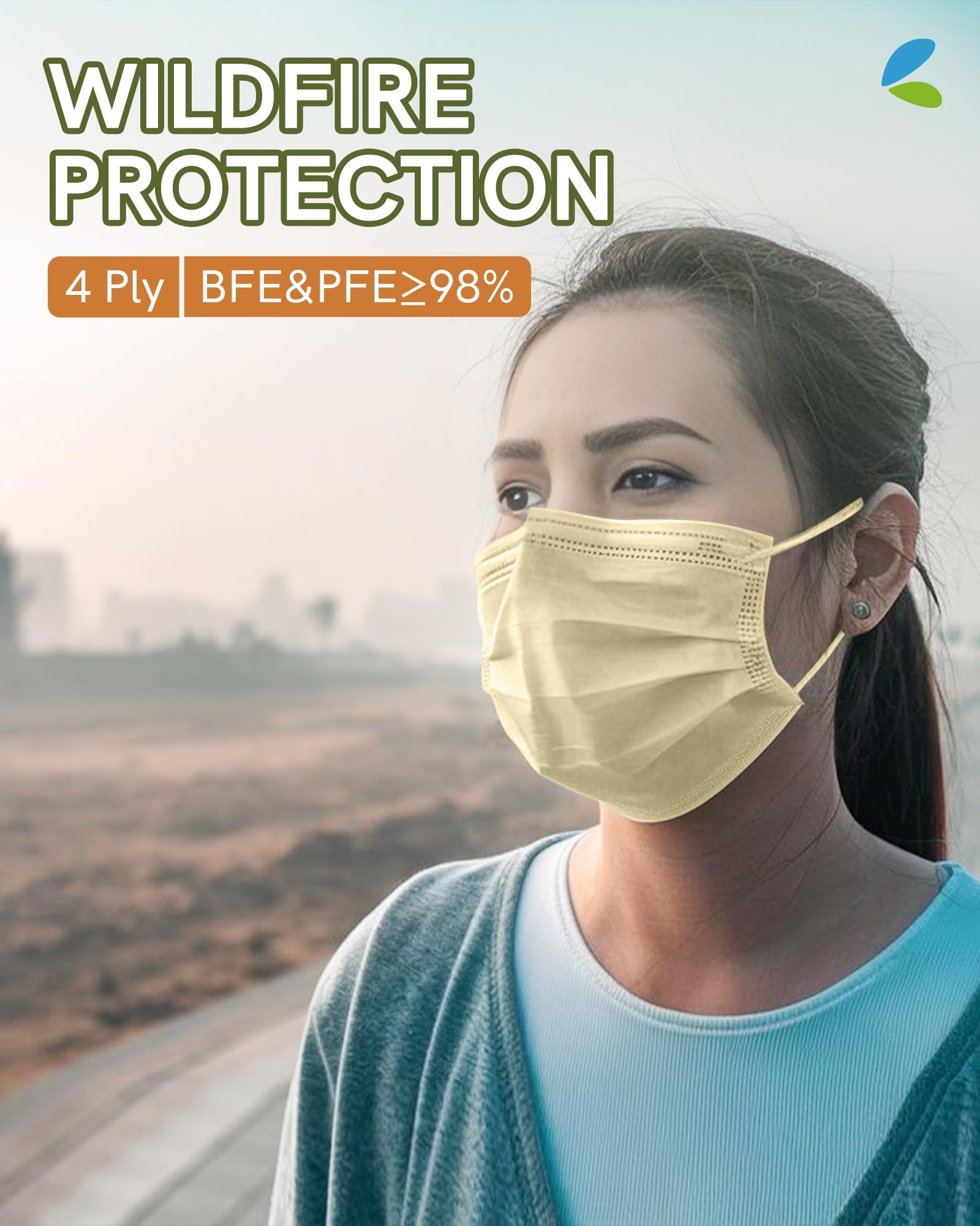 FriCARE Face Masks Disposable for Adults, 4 Ply ASTM Level 3, FSA HSA Eligible, Allergy Protection, Individually Wrapped, 100 Pack, Assorted Fall