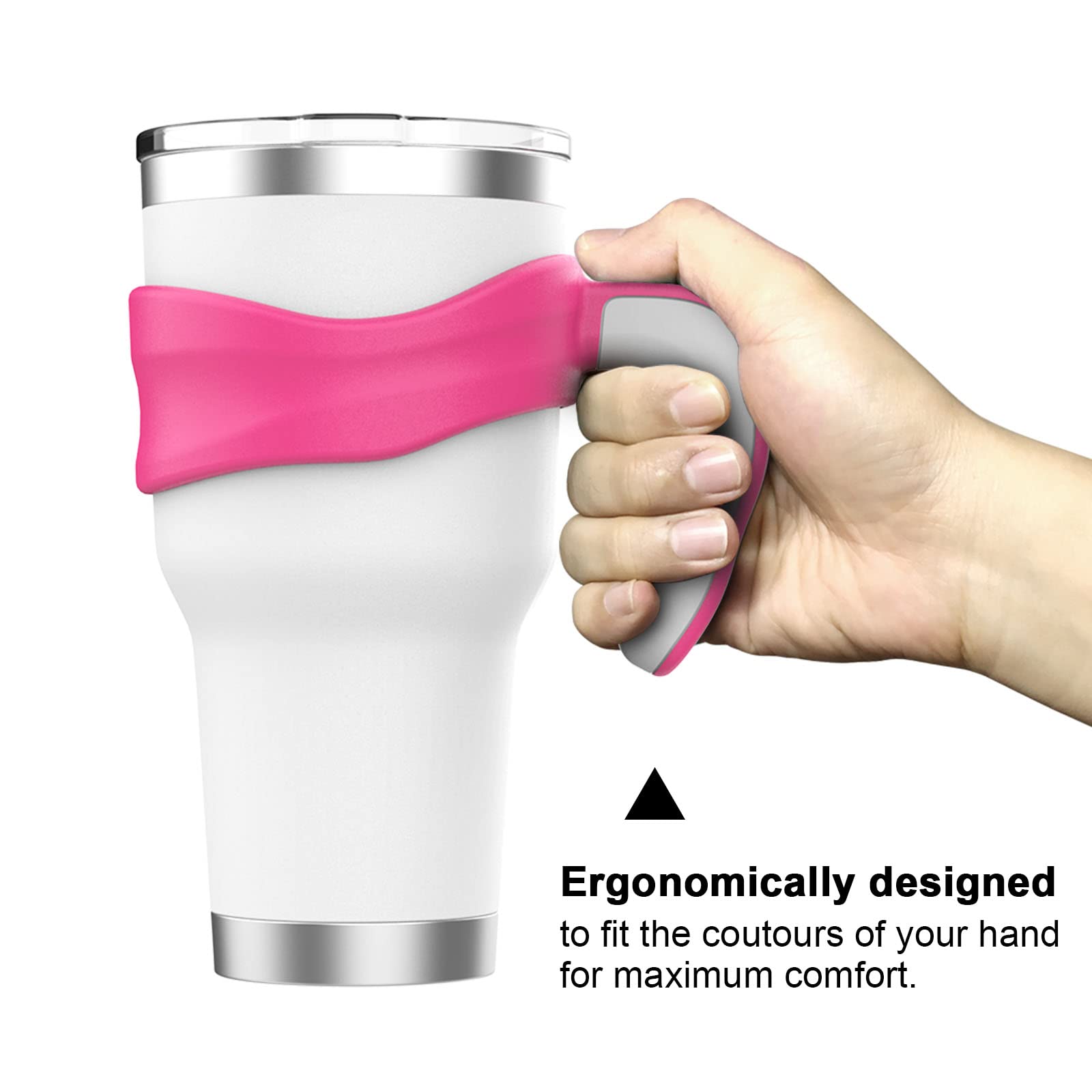 Tumbler Handle Fits for 30 OZ YETI Rambler,Rtic Mug-Previously Design,Sic,OZARK TRAIL & More Tumbler Travel Mug | BPA FREE（Handle Only） (Red)