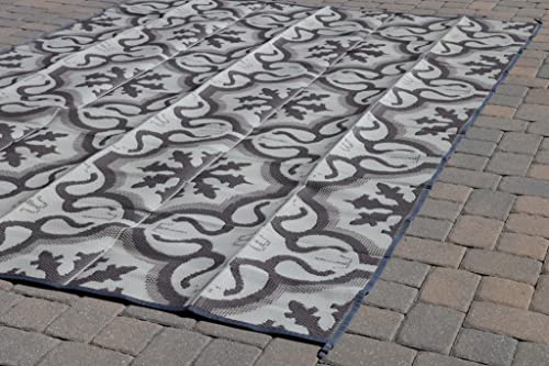 LATCH.IT RV Outdoor Rugs 9x12 | Reversible RV Outdoor Mat Camper Rugs | Camping Outdoor Rugs | The Perfect RV Patio Mat for Any Situation & Includes Portable Small Trash-Can!