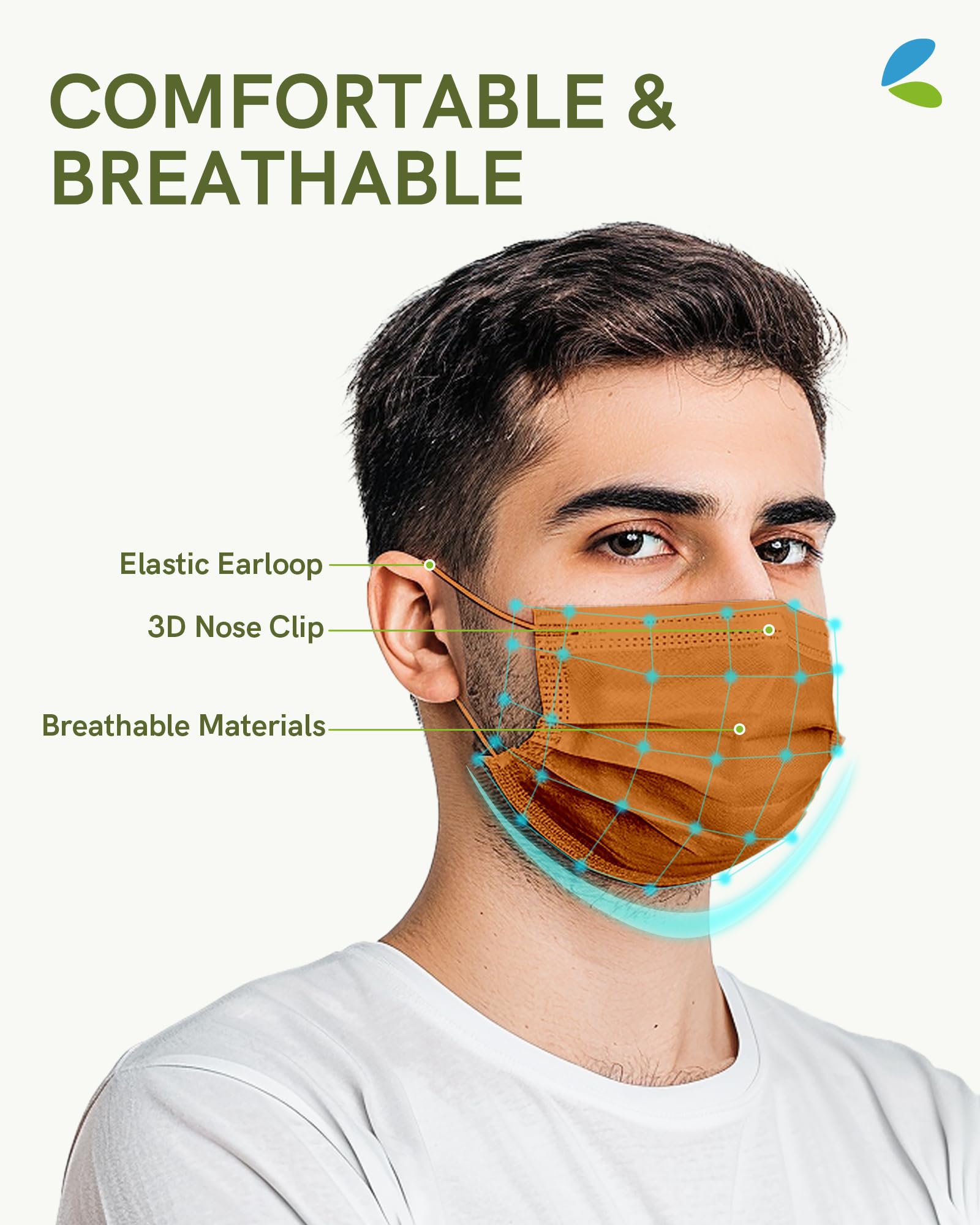 FriCARE Face Masks Disposable for Adults, 4 Ply ASTM Level 3, FSA HSA Eligible, Allergy Protection, Individually Wrapped, 100 Pack, Assorted Fall