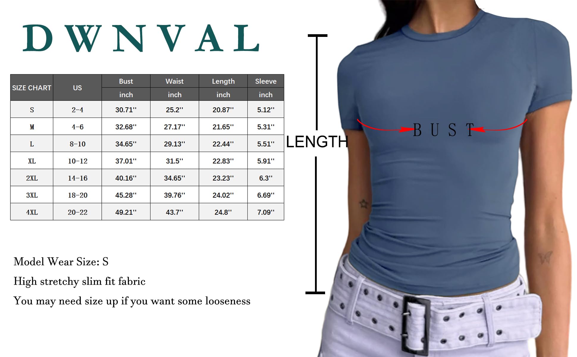 Dwnval Women Sexy Basic T Shirts Tops Spring Summer Short Sleeve Crewneck Slim Fit Cute Crop Top Blouses(Black, S)