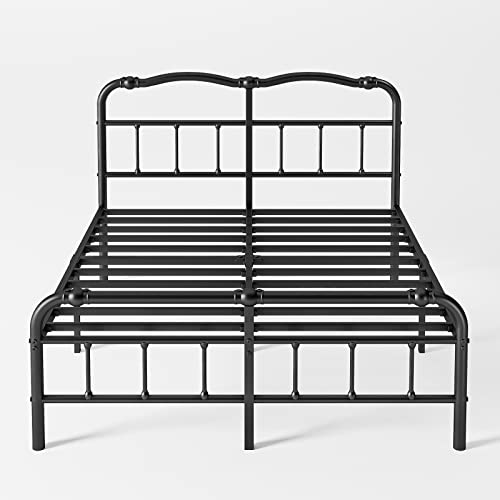 VTWAZAST 14 Inch Queen Bed Frame,Heavy Duty,with Headboard and Footboard, No Box Spring Needed, Easy Assembly,Non-Slip, Noise-Free, Black