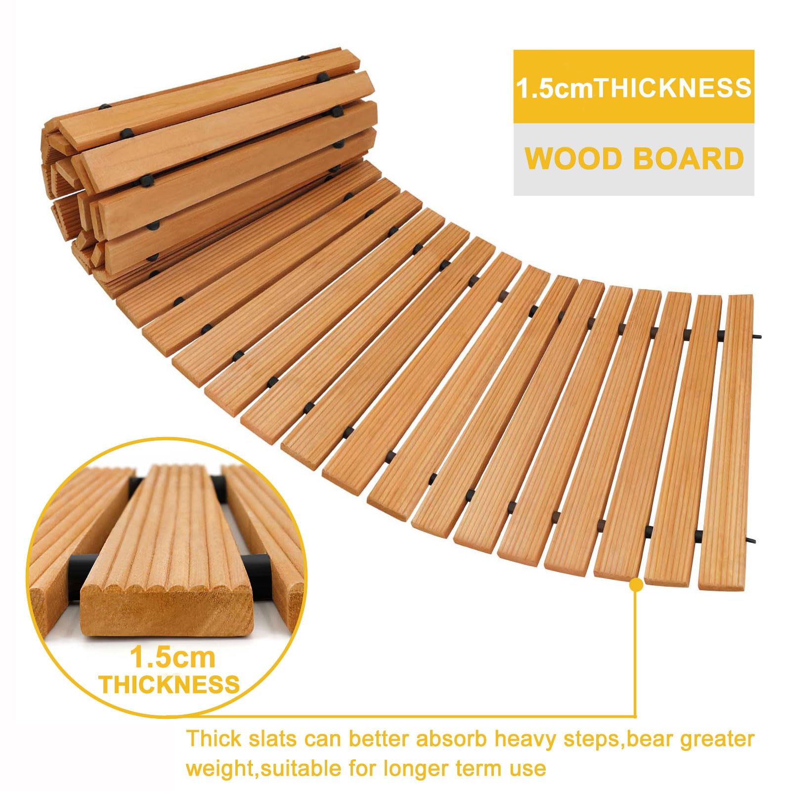 TONAHUTU 6FT Wooden Garden Pathway, Roll Out Wooden Curved Pathway Weather-Resistant Walkway for Outdoor Patios 17" W Roll Out Hardwood Walkway with Non-Slip Surface Wedding Party Pathways (Curved)