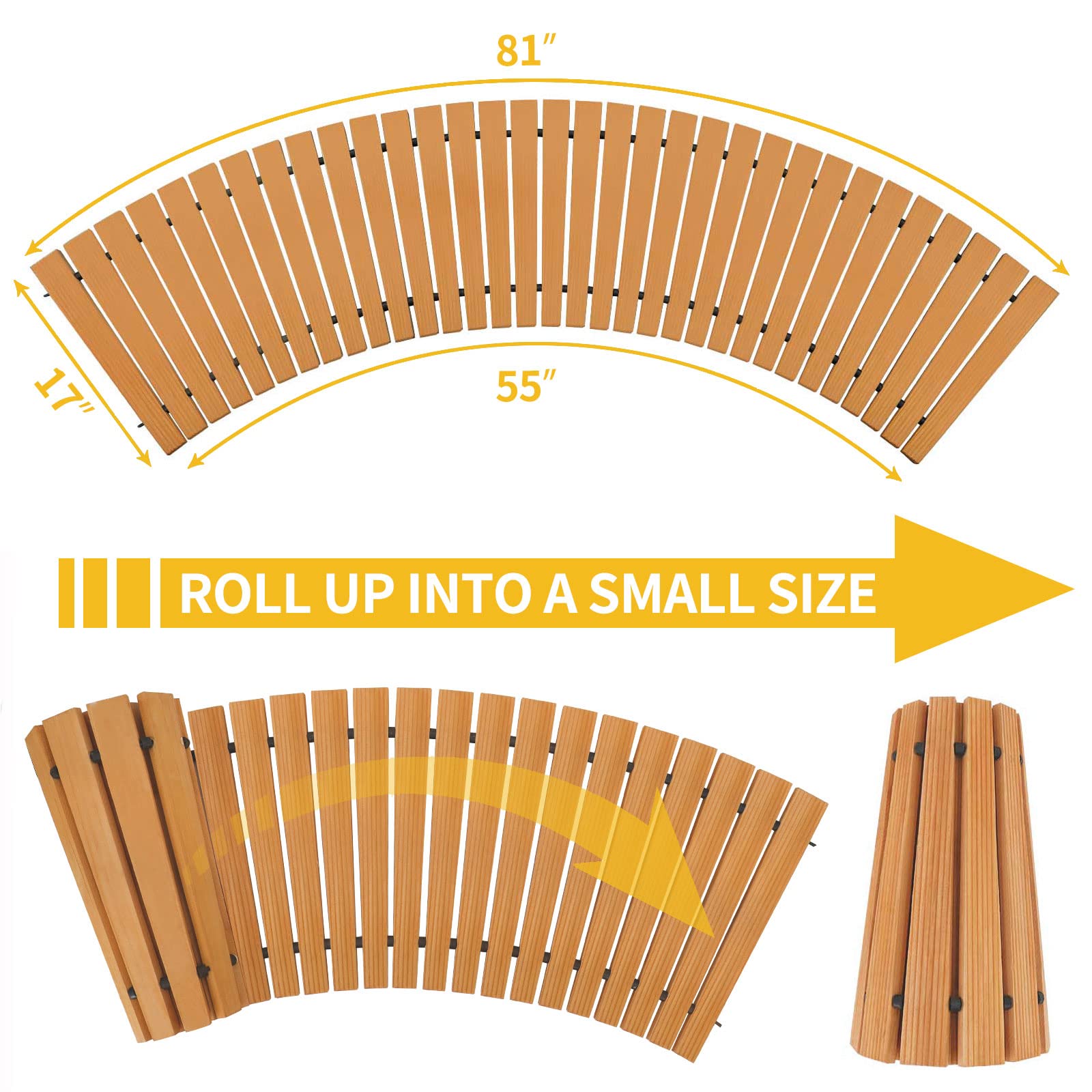 TONAHUTU 6FT Wooden Garden Pathway, Roll Out Wooden Curved Pathway Weather-Resistant Walkway for Outdoor Patios 17" W Roll Out Hardwood Walkway with Non-Slip Surface Wedding Party Pathways (Curved)