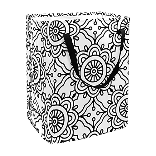 Geometric Black And White Laundry Basket Large Cloth Organizer Bag Basket Foldable Laundry Hamper with Handles