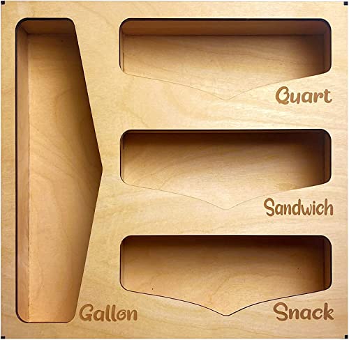Food Storage Bag Organizer Holders – Premium Wood Kitchen Drawer