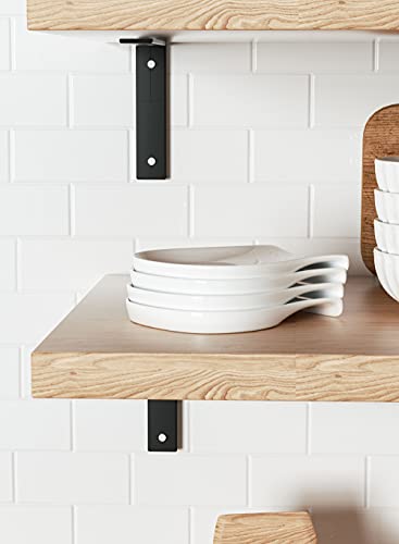 HOMBENE Spoon Rest for Kitchen Counter, 5.5 Inches Spoon Holder, Ceramic Ladle Rest for Stove Top, Spatula Holder Porcelain, Coffee, Kitchen Utensils Accessories, Set of 4, White