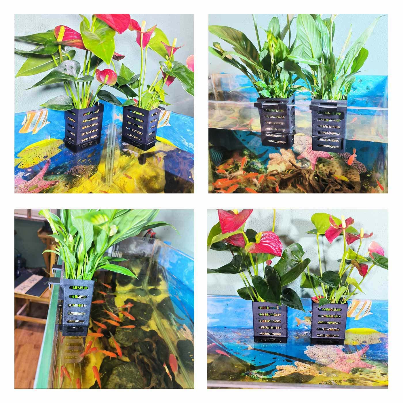 2 PCS Hanging Aquarium Planter Cups, Aquatic Plants Holder, Aquarium Planter Cup, Aquarium Decorations Plants Pot and Fish Tank Plants Pot for Live Aquarium Decor (Black-2 PCS)