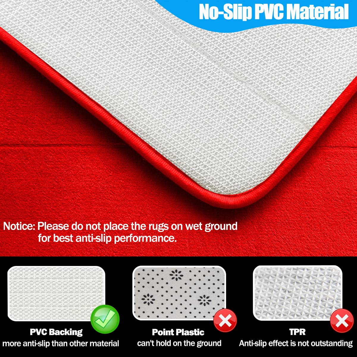 Christmas Red Bathroom Rugs Sets 3 Piece,Bathroom Rug Set,Memory Foam Bath Mat,Soft Bathroom Rugs,Bath Mats for Bathroom Sets,Absorbent Bath Rugs with No Slip PVC Backing Machine Washable,Easy to Dry