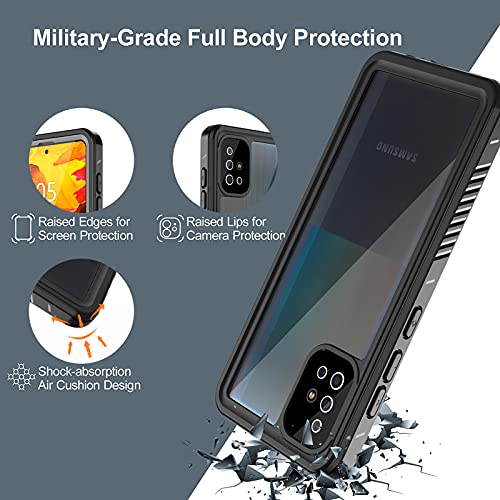 Oterkin for Samsung Galaxy A51 5G Case,A51 5G Waterproof Case with Built-in-Screen Protector Full-Body 360°Rugged Shockproof IP68 Waterproof Case for Galaxy A51 Case (Not for 4G Version) Black
