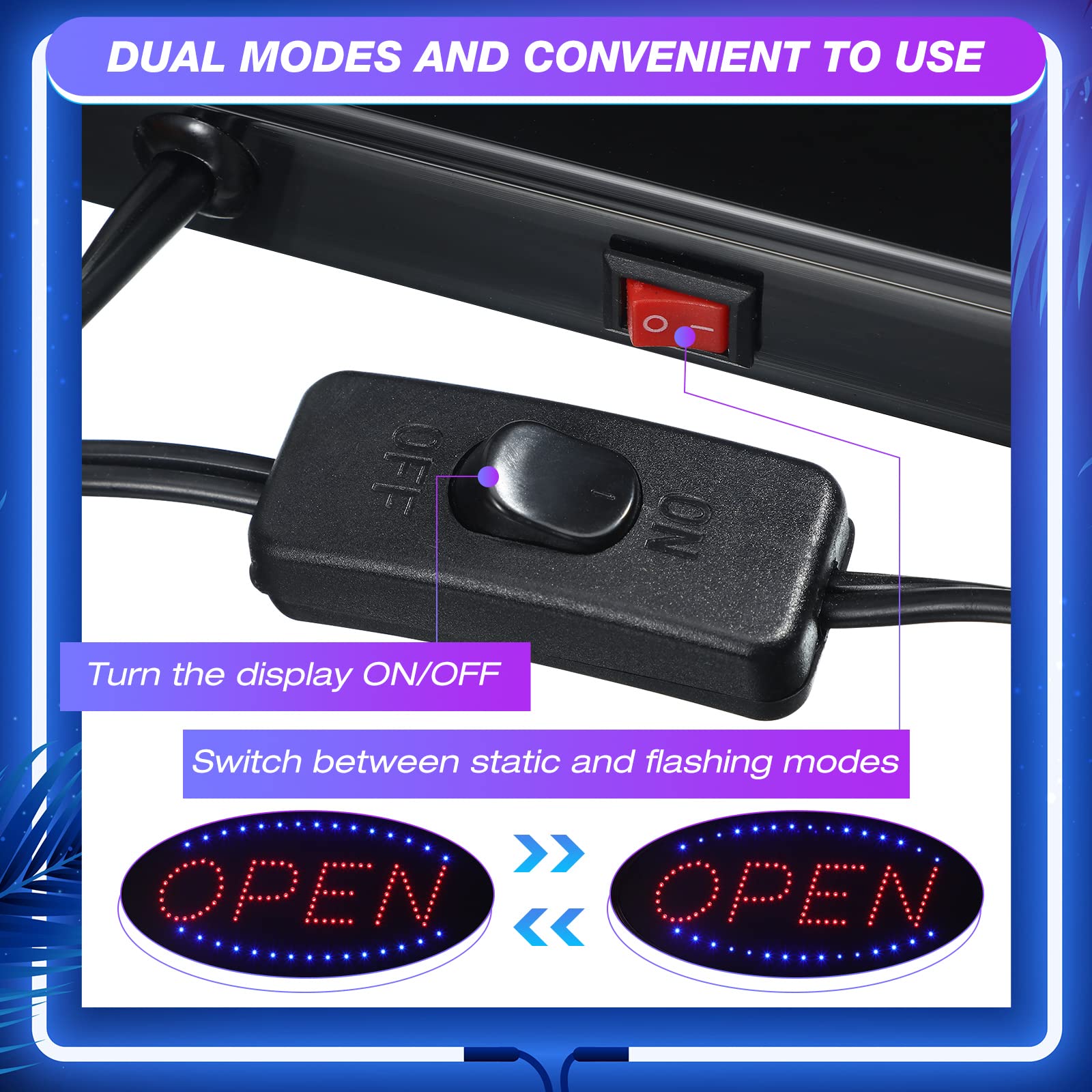 Liliful 2 Pcs Neon Open and Closed Signs for Business Set, 19 x 10" Oval Led Open Signs for Business Window Door with Two Modes Ultra Bright Electronic Advertisement Display Bar Shop Hotel Barbershop