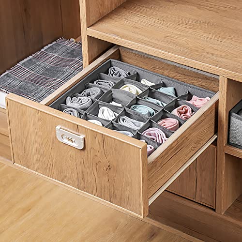 Underwear Organizer Drawer, 4 PCs Foldable Closet Underwear Organizers Drawers Divider, Clothes Storage Box Drawer Dividers for Bra, Sock, Ties, Undergarment, Belt, Panties (Gray)