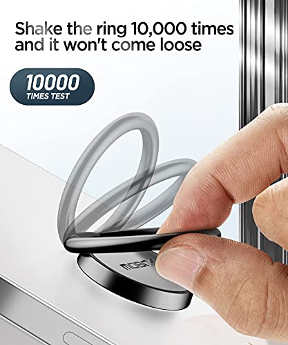 MOBOSI Phone Ring Holder Stand, Finger Ring Kickstand with Polished Metal Grip for Magnetic Car Mount Compatible with All Smartphones (Black)