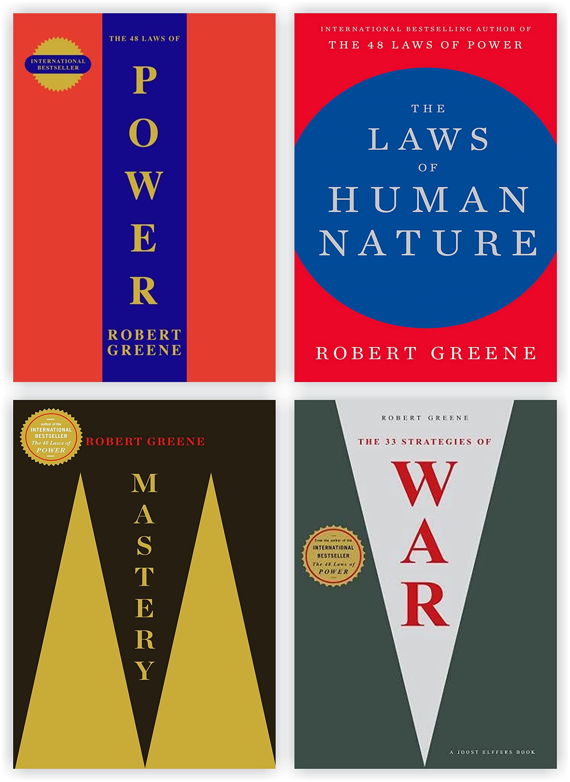 By Robert Greene 4 Book set: The 48 Laws of Power, The Laws of Human Nature, Mastery & The 33 Strategies of War
