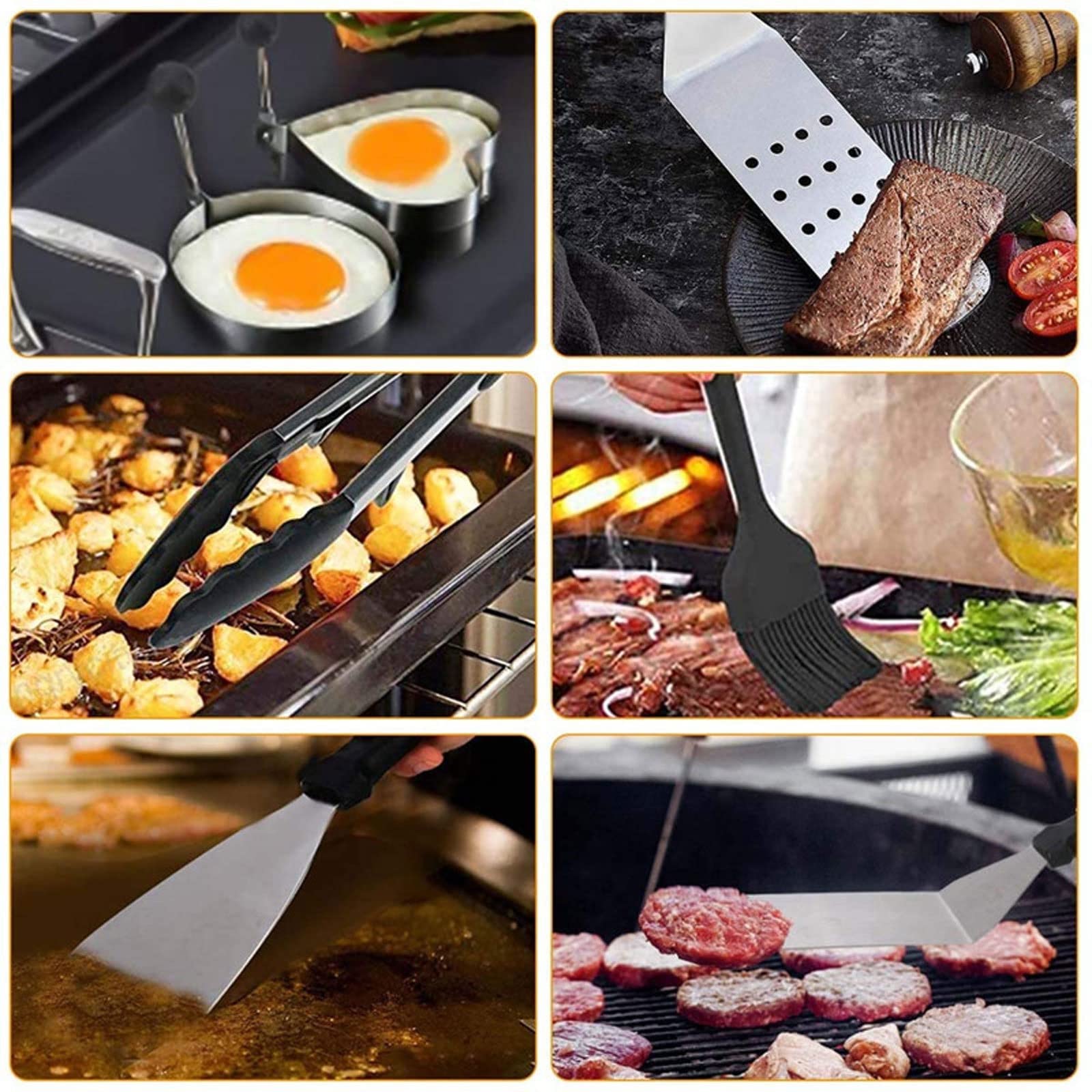 SEFAX Portable Grilling Utensil Kit, BBQ Tools Set, Grill Accessories, 20PCS Stainless Steel Grilling Kit, Suitable for Travel, Picnics, RVs, Camping, BBQs, Parties