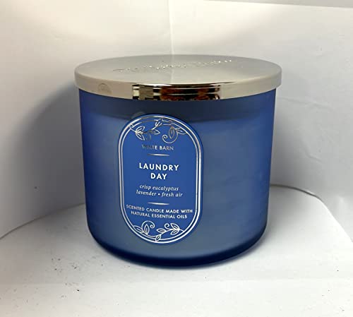 Bath and Body Works, White Barn 3-Wick Candle w/Essential Oils - 14.5 oz - 2021 Fresh Spring Scents! (Laundry Day)