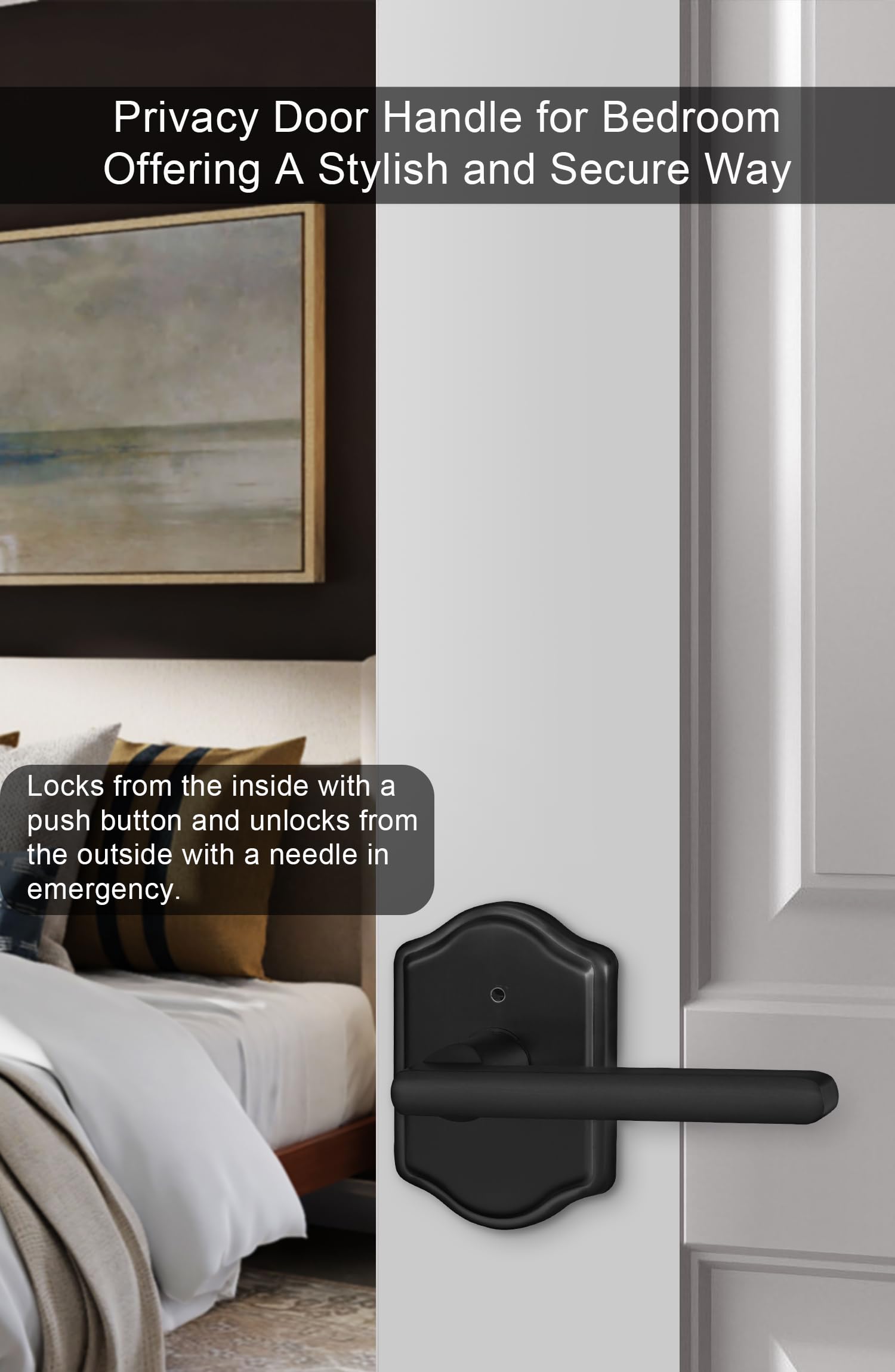 goldenwarm 16 Pack Black Interior Door Handles, Premium Zinc-Alloy Black Door Handle Interior, Contemporary Black Privacy Lever Door Handle for Bedroom, Bathroom