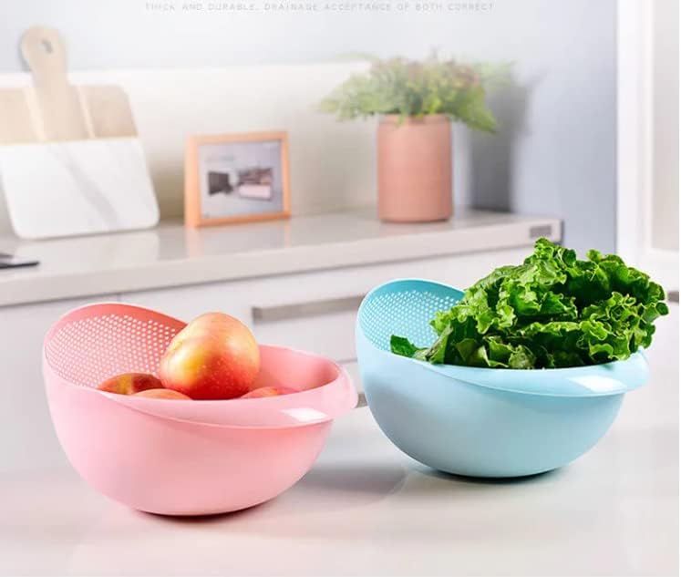 Kitchen Colander Bowl Combo Strainer for Rice, Pasta, Vegetables, Fruits (White)